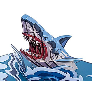 Paper Love 3D Pop Up Fathers Day Card, Shark, For Husband, Son, Anyone, All Occasion, Handmade - 5" x 7" Cover - Includes Envelope and Note Tag