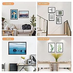 upsimples 8x10 Picture Frame Set of 5,Display Pictures 5x7 with Mat or 8x10 Without Mat,Wall Gallery Photo Frames, Black