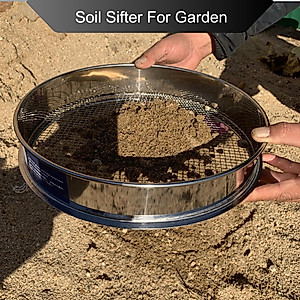 Garden Soil Sifter -10" Sifting Pan-Sieve for Sand Rocks Dirt Compost (1/8”Mesh Screen)