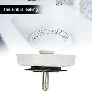 1/3 PCS Kitchen Sink Drain Strainer Replacement, Stainless Steel Kitchen Sink Basket Strainer Waste Plug White Plug Basket with Plastic Knob, Rubber Stopper Bottom(Diameter: 74mm)-1pcs