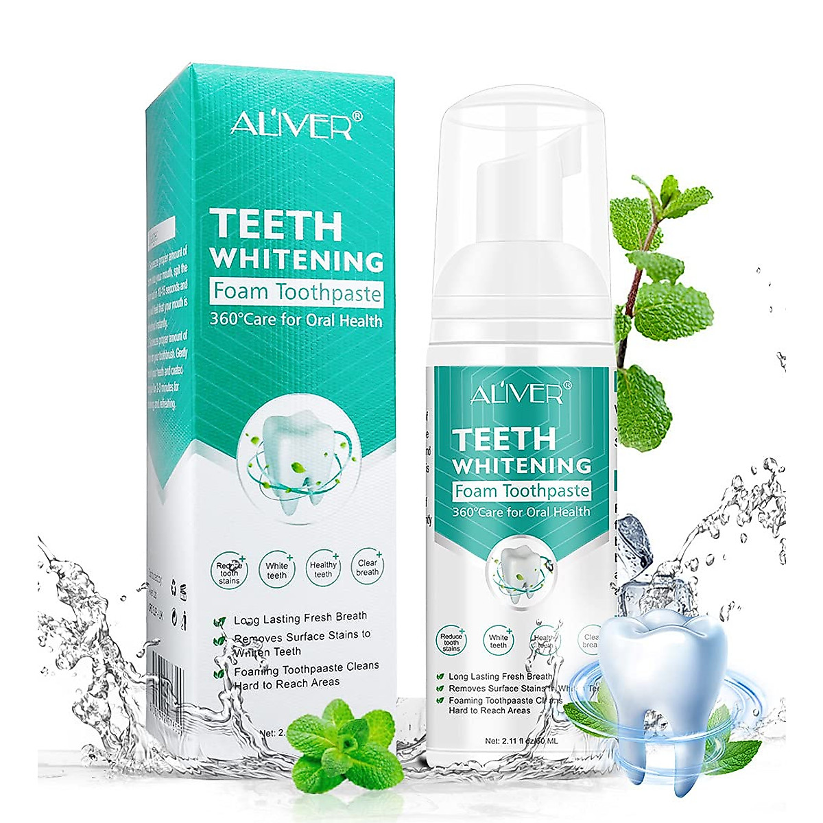 ZIXAOK 1Pc Toothpaste Cleansing Foam, 60ml Baking Soda Toothpaste, Mint Adult