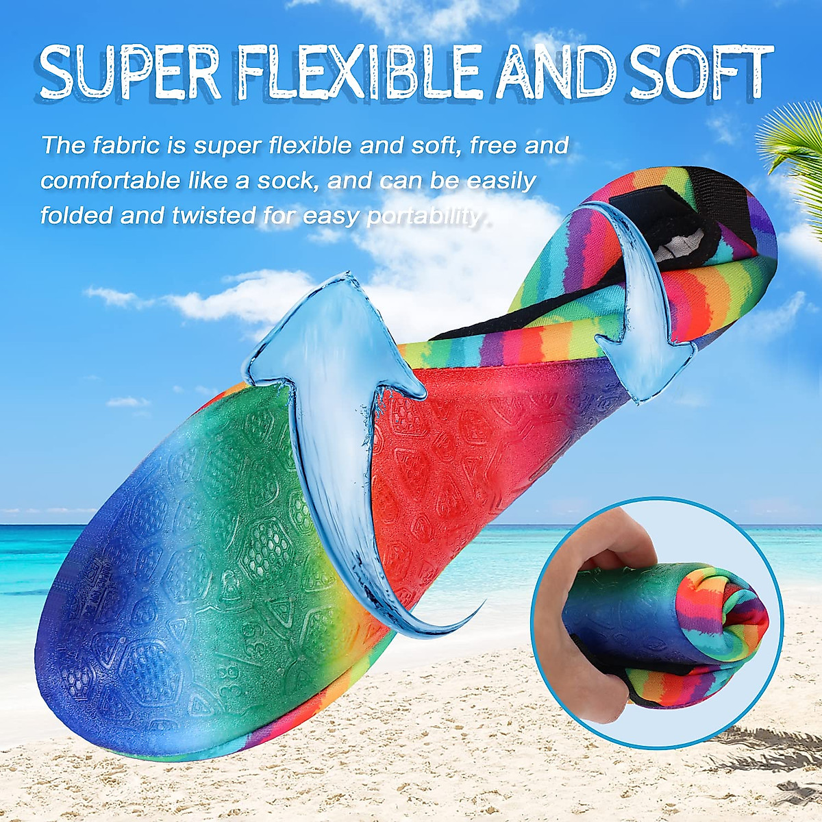 ANLUKE Water Shoes Barefoot Aqua Yoga Socks Quick-Dry Beach Swim Surf Shoes for Women Men Stripe/Rainbow 38/39