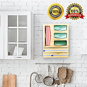 MADDIS -Ziplock Bag Storage Organizer, 6 In 1 Foil and Plastic Wrap Organizer with cutter, Ziplock Bag Storage Organizer for Kitchen Drawer or wall,Foil Organizer compatible with 12 inch size rolls.