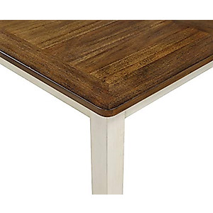 OSP Home Furnishings West Lake Dining Table Set, 7-Piece, Antique Tobacco Finish Top and Cream Base with Linen Fabric