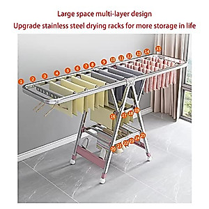 Shenairx Clothes Drying Rack Folding Indoor,Foldable 3-Level Laundry Drying Rack,Free-Standing Drying Rack,with Height-Adjustable Wings,Sock Clips,for Clothes,Sheets,Shoes(180cm)
