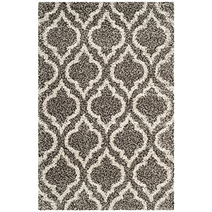 SAFAVIEH Hudson Shag Collection Accent Rug - 4' x 6', Grey & Ivory, Moroccan Design, Non-Shedding & Easy Care, 2-inch Thick Ideal for High Traffic Areas in Entryway, Living Room, Bedroom (SGH284B)