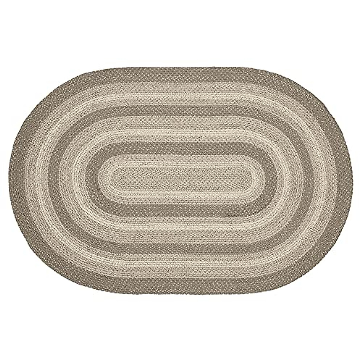 VHC Brands Cobblestone Rug with PVC Pad, Jute Blend, Oval, Tan Grey White, 48x72 inches