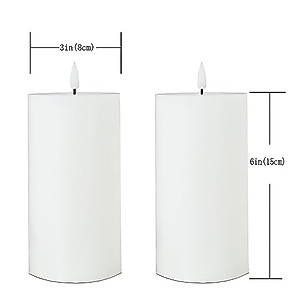 volnyus White Flameless Candles Set of 2 (3x6 inch) Flickering LED Wax Candles Battery Operated with Remote Control Timers for Night Light/Fireplace/Party Dimmable Pillar Candles Flat top