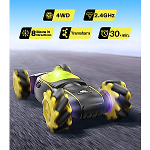 DODOELEPHANT Gesture Sensing RC Stunt Car, Kids Remote Control Cars Toys 4WD Monster Truck Crawler with Gravity Sensor 2.4Ghz 9.5mph 1:28 Transform Offroad Birthday Christmas for Boys Girls