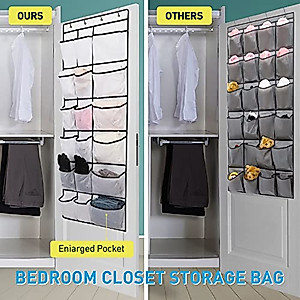 charleskeith Hanging Closet Organizer, Hanging Shoe Rack, Over Door Shoe Organizer, Pantry Organizers and Storage with 12 Small & 6 Large Mesh Pockets, Keep Your Supplies Neat and Tidy (White)