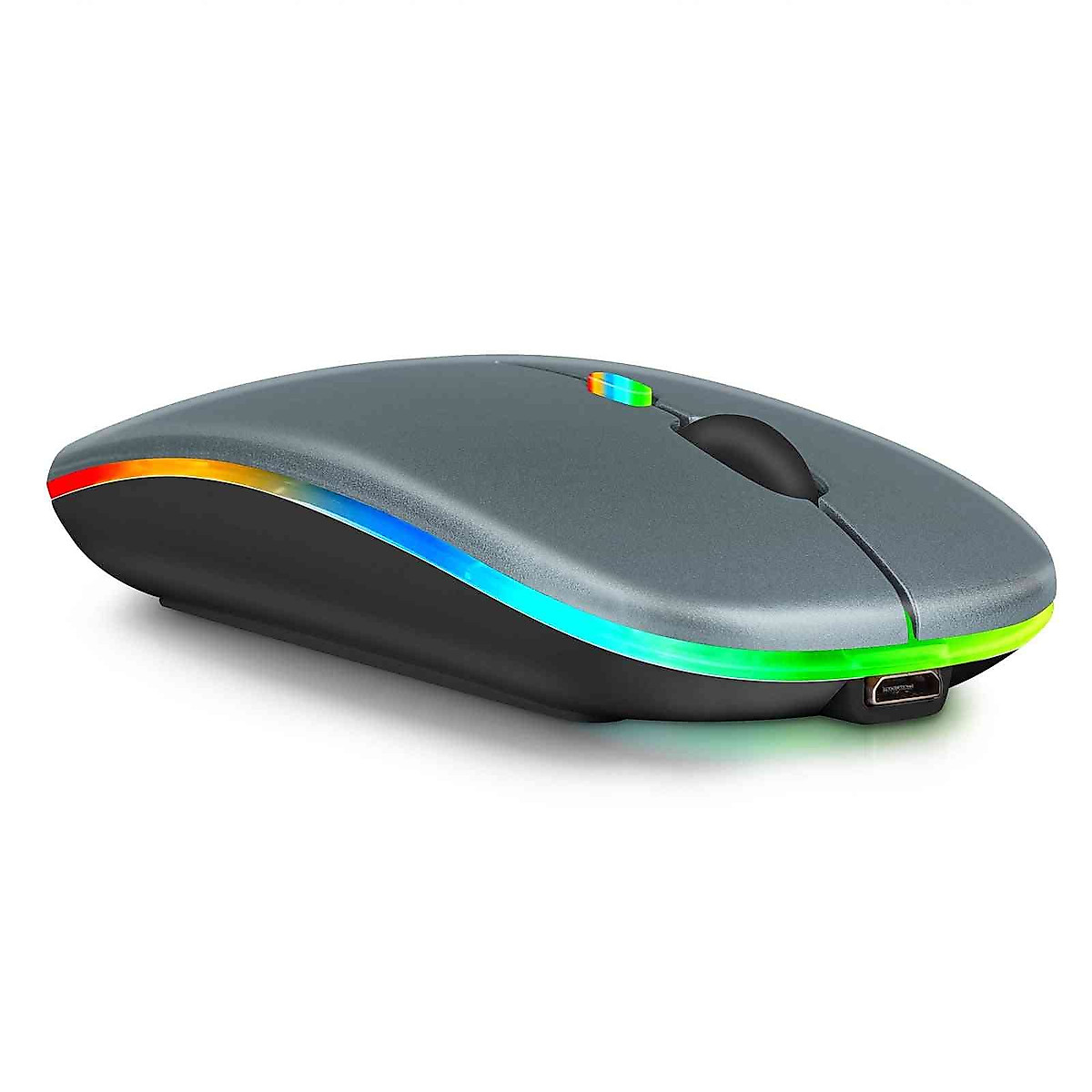 UrbanX 2.4GHz & Bluetooth Mouse, Rechargeable Wireless Mouse for Motorola Edge S30 Bluetooth Wireless Mouse for Laptop/PC/Mac/Computer/Tablet/Android RGB LED Titanium