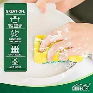 HOMEXCEL Scrub Sponges Kitchen 50 Count, Heavy Duty Dish Sponge for Cleaning, Dual Sided Powerful Scrubbing Sponge for Washing Dishes, Pots, Pans and Surfaces