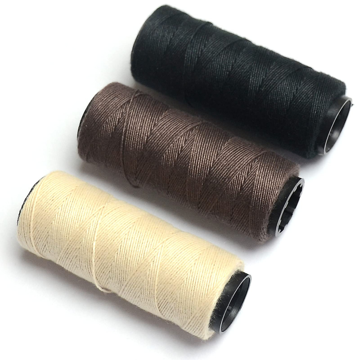 BLUPLE Professional Weaving Threads 3 Rolls for Making Wig Hand Sewing Hair Weft Hair Weave Extension DIY (Black,Beige,Brown)