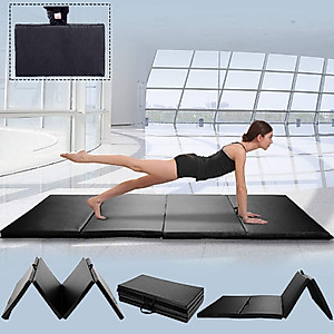 Gymnastics Mat Yoga Mat Exercise Mat Folding Extra Thick Tumbling Mat for Home Gym with Carrying Handles 4'x8'x2 Anti-Tear Fitness Aerobics Crash Panel Mat for Kids, Adult, Black