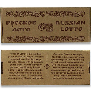 Russian Loto Family Game - Bingo Game for Adults - Tombola Games - Russian Lotto Game with Wooden Barrels, Bingo Cards and Chips - Board Games