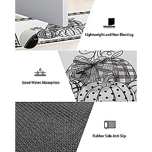 Black and White Bath Mat for Tub,Non Slip Bathroom Floor Runner Rug Quick Dry & Absorbent Diatomaceous Earth Kitchen Room Shower Sink Washable Doormat,Thanksgiving Pumpkin Boho Polka Dot Plaid 18"x30"