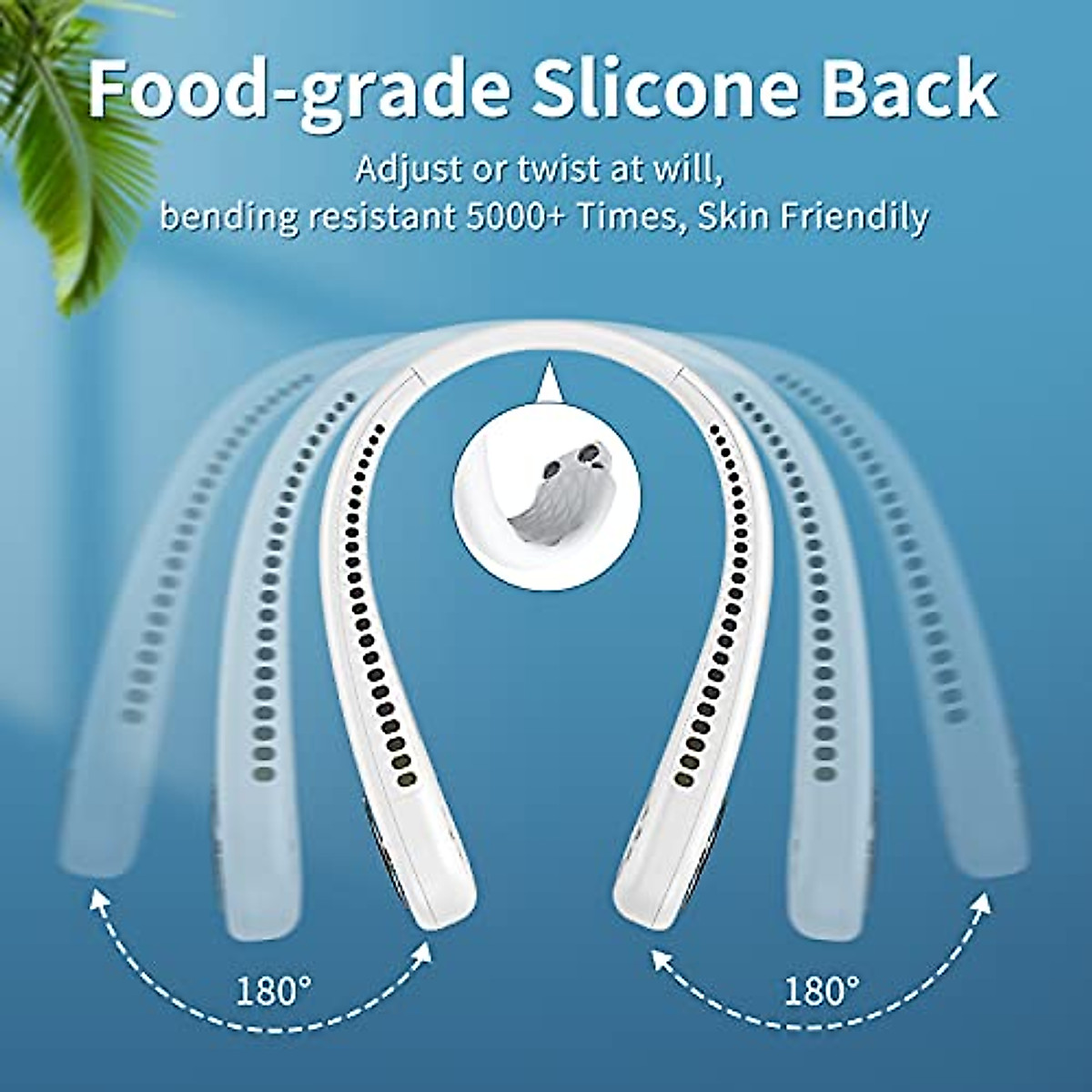 SmartDevil Portable Neck Fan, Hands Free Bladeless Neck Fan, Rechargeable Wearable Personal Neck Fan, 360° Cooling Hanging Neck Fan, 3 Speeds, 48 Air Outlet, for Travel, Sports, Outdoor (White)