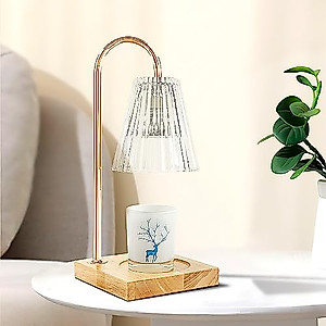 SESIIduo Candle Warmer Lamp, Timer & Dimmable for Jar Candles, Melter Electric Scented Candle Electric Melter Light with 2 Bulbs, Home Decor and Gift for Mother, Her, Wedding-Glass Wood