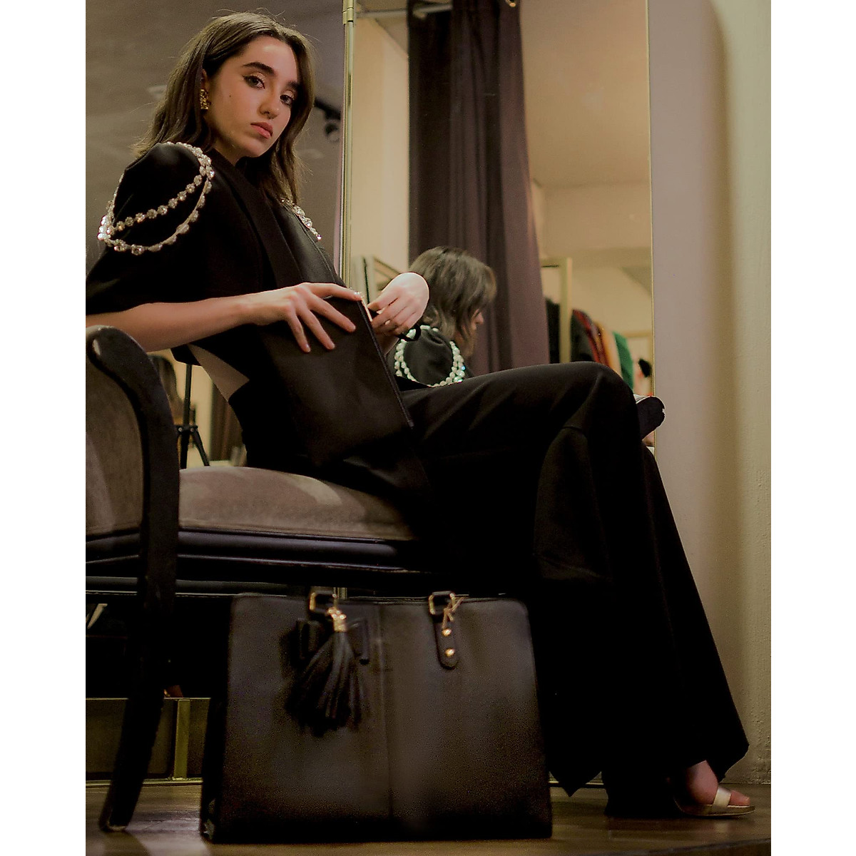 ECOSUSI Laptop Tote Bag Laptop Bag 15.6 inch Work Shoulder Briefcase Computer Messenger with Clutch Satchel Handbag 2 PCS Set