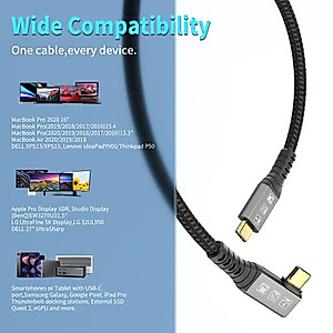 YIWENTEC USB4 8K Cable Thunderbolt 4 Compatible USB 4 Type-c Cable Ultra HD 8K@60Hz 100W Charging 40Gbps Data Transfer Compatible with External SSD eGPU USB-C Docking (Male Male Angle 1.2m)