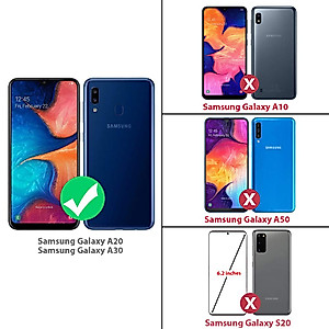 TJS Compatible with Samsung Galaxy A20 Case, Galaxy A30 Case, with Tempered Glass Screen Protector Metal Ring Magnetic Support Kickstand Heavy Duty Drop Protector Phone Case (Black)