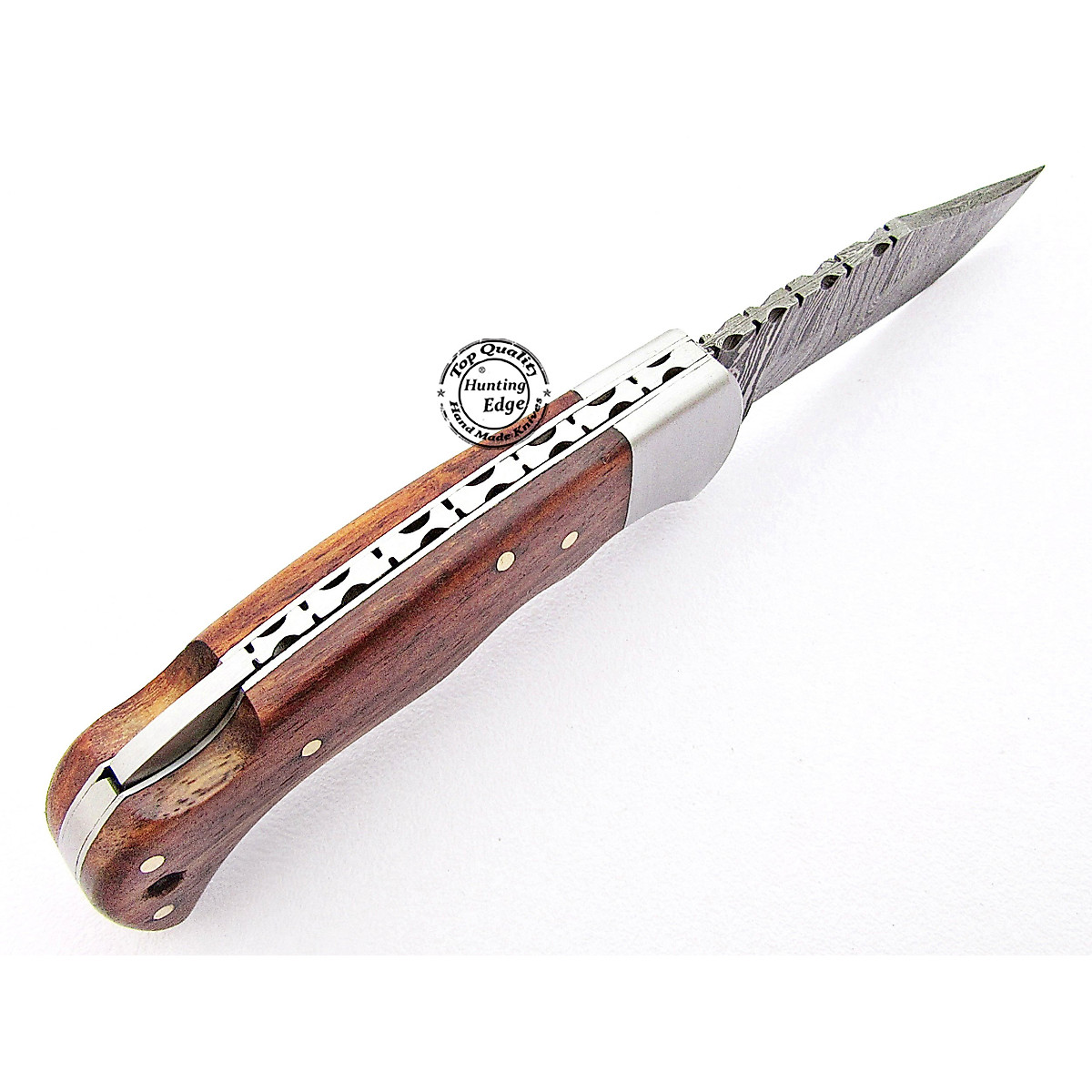 Hunting Edge Rose Wood 6.5'' 100% Handmade Damascus Steel Folding Pocket Knife 100% Prime Quality