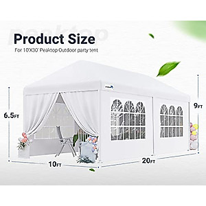 Peaktop Outdoor 10'x20' Heavy Duty Canopy Gazebo Outdoor Party Wedding Tent Pavilion with 4 Removable Side Walls