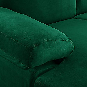 Casa Andrea Milano Modern Sectional Sofa L Shaped Velvet Couch, with Extra Wide Chaise Lounge and Gold Legs, Large, Emerald