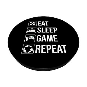 Funny Eat Sleep Game Repeat Gamers Cool Video Games Gift PopSockets Swappable PopGrip
