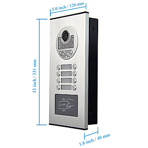 AMOCAM 8 Units Apartment Intercom System, Video Intercom Video Door Phone Kit, HD Camera 7" Monitor with ID keyfobs Unlock for 8 Household or Office