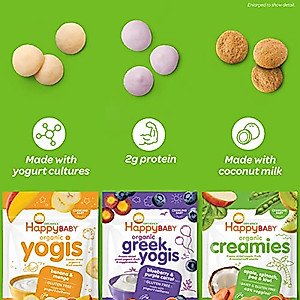 Happy Baby Organics Creamies Freeze-Dried Veggie & Fruit Snacks with Coconut Milk, Apple Spinach Pea & Kiwi, 1 Ounce (Pack of 8)