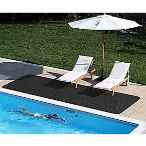 House, Home and More Indoor Outdoor Double-Ribbed Carpet Runner with Skid-Resistant Rubber Backing - Smokey Black - 4 Feet x 15 Feet