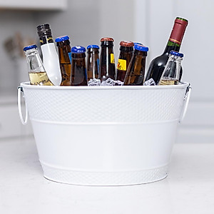 BREKX White Galvanized Beverage Bucket and Wine Bucket Chiller for Parties, Leak & Rust Resistant, Sealed, Large Ice Bucket for Cocktail Bar, 12-Quart / 4 Gallon Bucket