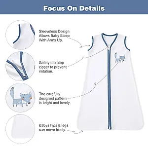 bonbonPomme Baby Sleep Sack 2 Pack -Baby Toddler Sleep Sack Sleeveless Cotton 2-Way Zipper Baby Wearable Blanket Sleeping Bag White Fox 12-18 Months