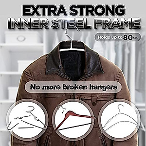 Zoe Deco Non-Slip No Shoulder Bumps Clothes Hangers with Grippy Coating, Sleek and Slim Rounded Hangers, Bump Free Hanger Solution (White, 16.5"x7.75", 10 Pack)