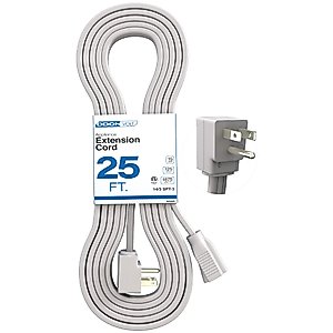 Heavy Duty Appliance Extension Cord Wire Gray for Air Conditioner Refrigerator and Major Appliances Indoor and Outdoor Use 25 Feet Grey 3 Pronged Cord