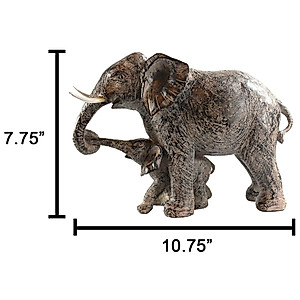 Seraphic Large Elephant Decor Gifts for Women, African Elephants Mother with Walking Baby Statue