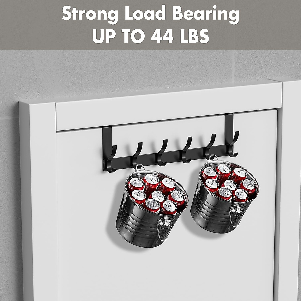 TEELLA Over The Door Hooks, 12 Hooks Over The Door Hanger Hook, 15.5" L x 4.5" H Over Door Hook, Over Door Towel Rack Coat Rack, Door Hooks for Hanging, Black