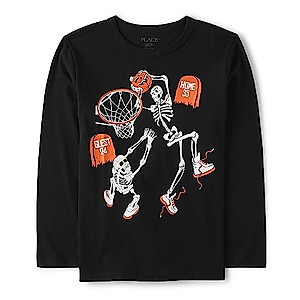 The Children's Place,Long Sleeve Halloween Graphic T-Shirt,Black,Medium (7/8)