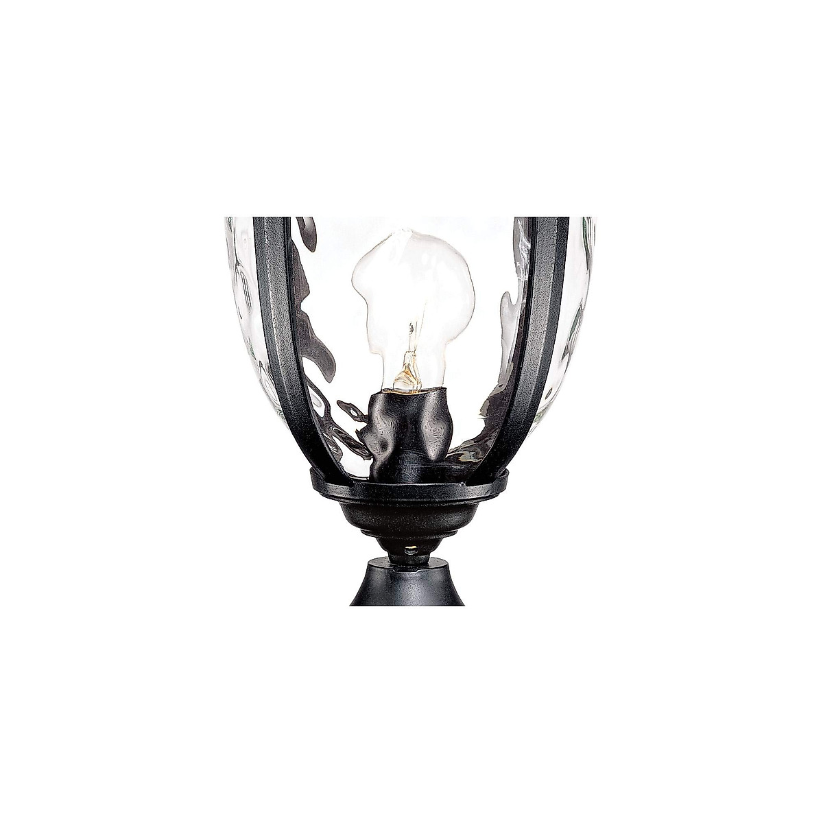 John Timberland Bellagio Traditional Post Light Pier Mount Textured Black 22 3/4" Clear Hammered Glass for Exterior House Porch Patio Outside Deck Garage Yard Garden Driveway Home Lawn Walkway