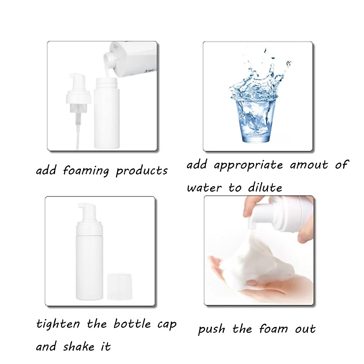 150ml White Empty Plastic Foam Pump Bottles, Soap Pump Dispenser Bottles for Travel Bathroom Kitchen Sink Countertop (3Pcs)