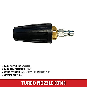 Simpson Cleaning 80144 4500 PSI Universal Turbo Pressure Washer Nozzle, 1/4-Inch Quick Connect, Hot- or Cold-Water Use