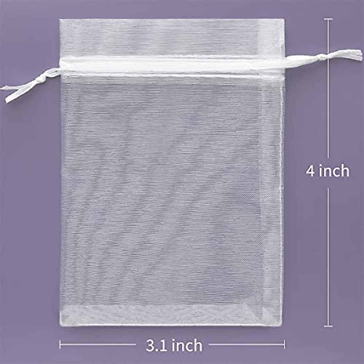 Akstore 50Pcs 3.15"x4"(8x10cm) Sheer Drawstring Organza Jewelry Pouches Wedding Party Christmas Favor Gift Bags (White, 3.15x4)