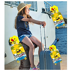 Waxvery Cruising Duck Tags - 35 Pack, Suitcase Shape Design, With Hole and Rubber Bands (Yellow)