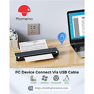 Phomemo Portable Printer Wireless for Travel, [New] M08F-Letter Bluetooth Mobile Printer Support 8.5" X 11" US Letter, No-Ink Thermal Compact Printer, Compatible with Android and iOS Phone & Laptop