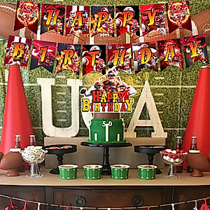 Patrick Football Star Birthday Party Decorations, American Football Themed Party Supplies with Happy Birthday Banner, Cake Topper, Cupcake Toppers, Balloons for Kids Adults Kids Sports Party