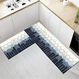 OPLJ Modern Minimalist Kitchen Carpet Floor mats Home Bedroom Living Room Entrance Non-Slip Washable Door mat Carpet A8 50x80cm+50x160cm