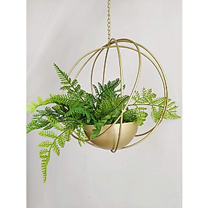 RISEON Boho Gold Metal Plant Hanger,Metal Geometric Hanging Planter, Modern Planter, Mid Century Air Plant Holder Stand, Minimalist Planter for Indoor Outdoor Home Wedding Decor