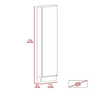 TUHOME Leto XL Shoe Rack with Mirror and 5 Inner Shelves, Black