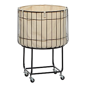 Deco 79 Metal Round Storage Cart with Wheels, 19" x 19" x 26", Black